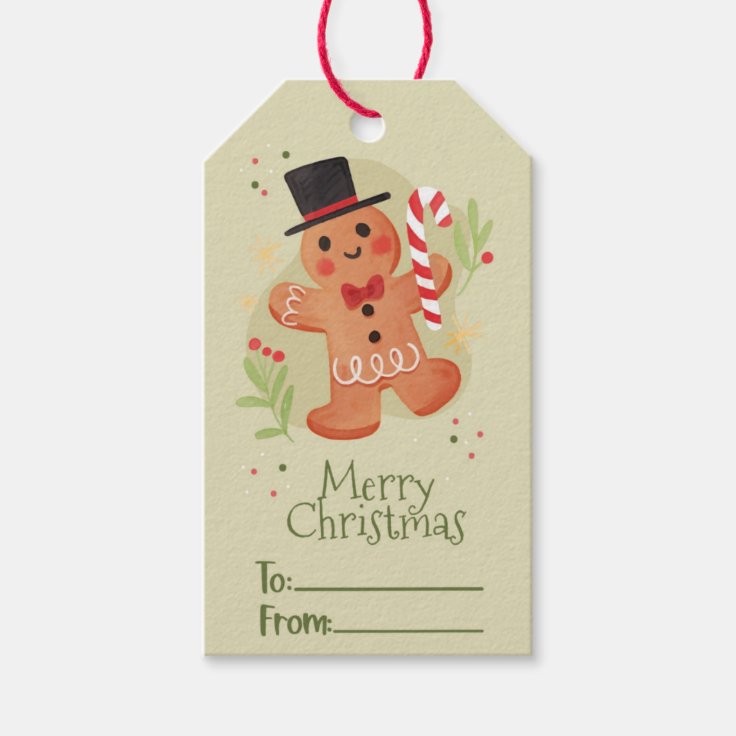 Gingerbread Cookie Christmas Gift Tag | Zazzle