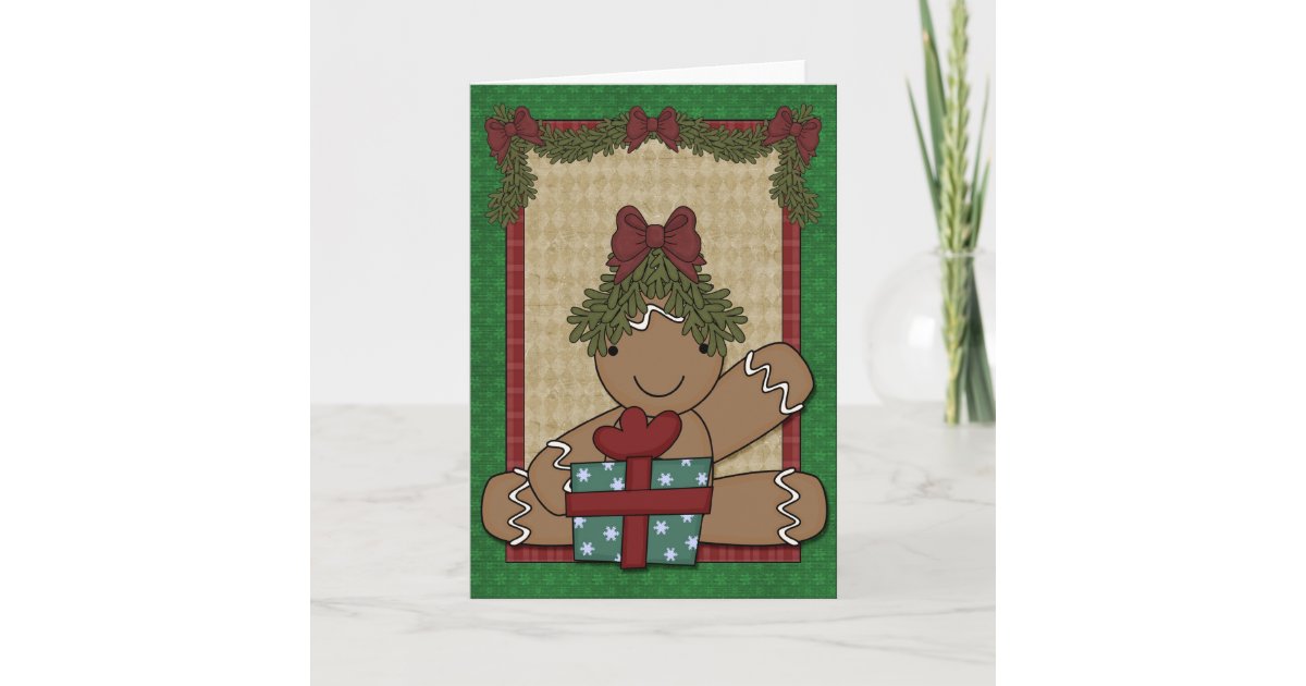 Gingerbread Cookie - Girl Holiday Card | Zazzle