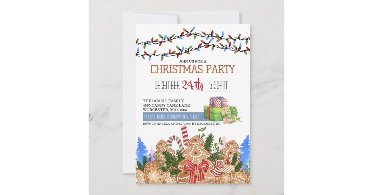 Gingerbread Cookie Holiday Party Invitation | Zazzle