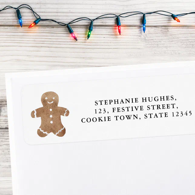 Gingerbread Cookie Holiday Return Address Label | Zazzle