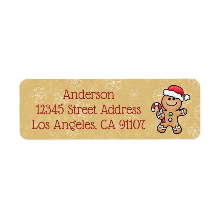Gingerbread Cookie Return Address Label | Zazzle