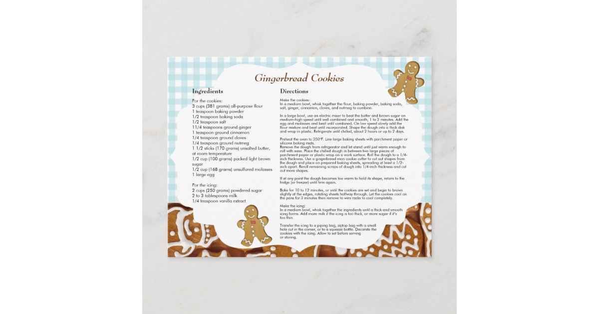Gingerbread Cookies Christmas Recipe Postcard | Zazzle