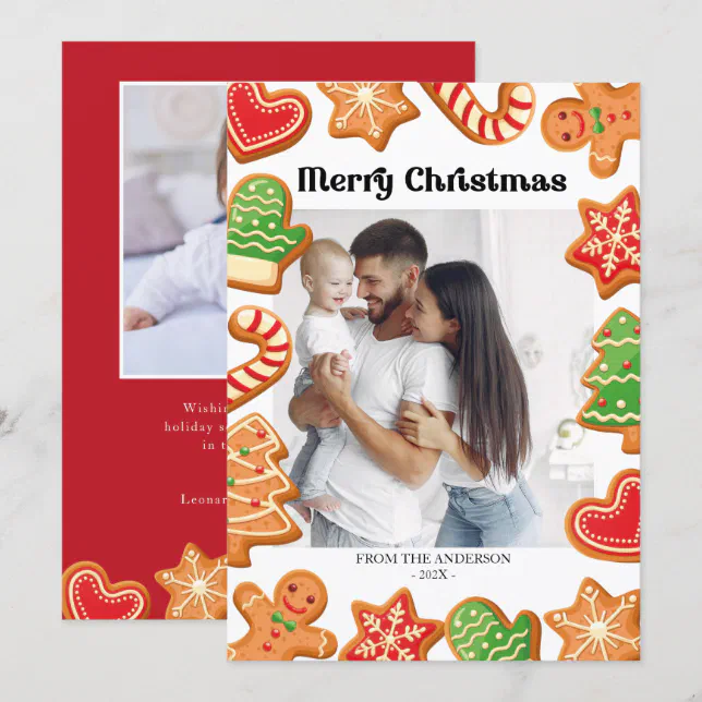 Gingerbread Cookies Photo Christmas Card | Zazzle