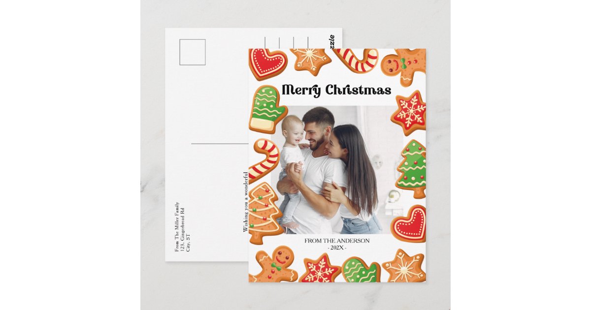 Gingerbread Cookies Photo Christmas Postcard | Zazzle