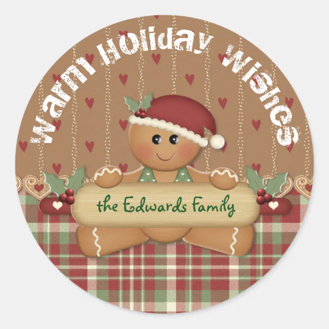 Gingerbread Country Christmas Classic Round Sticker | Zazzle