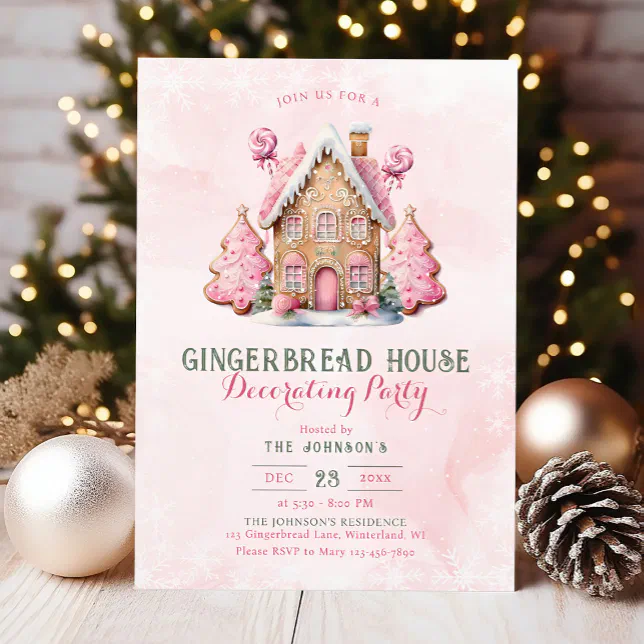 Gingerbread Decorating Christmas Party Invitation | Zazzle