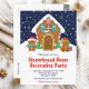 Gingerbread Decorating Party Navy Blue and Red Postcard | Zazzle