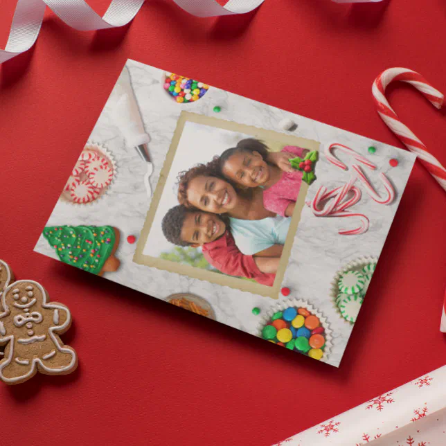 Gingerbread Decorating Photo Christmas Holiday Card | Zazzle