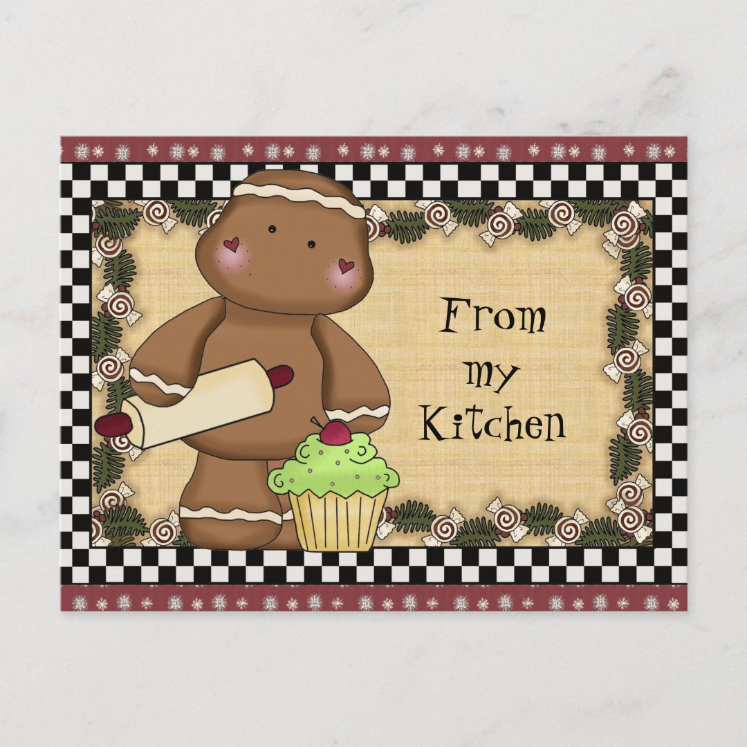 Gingerbread from my Kitchen postcard | Zazzle