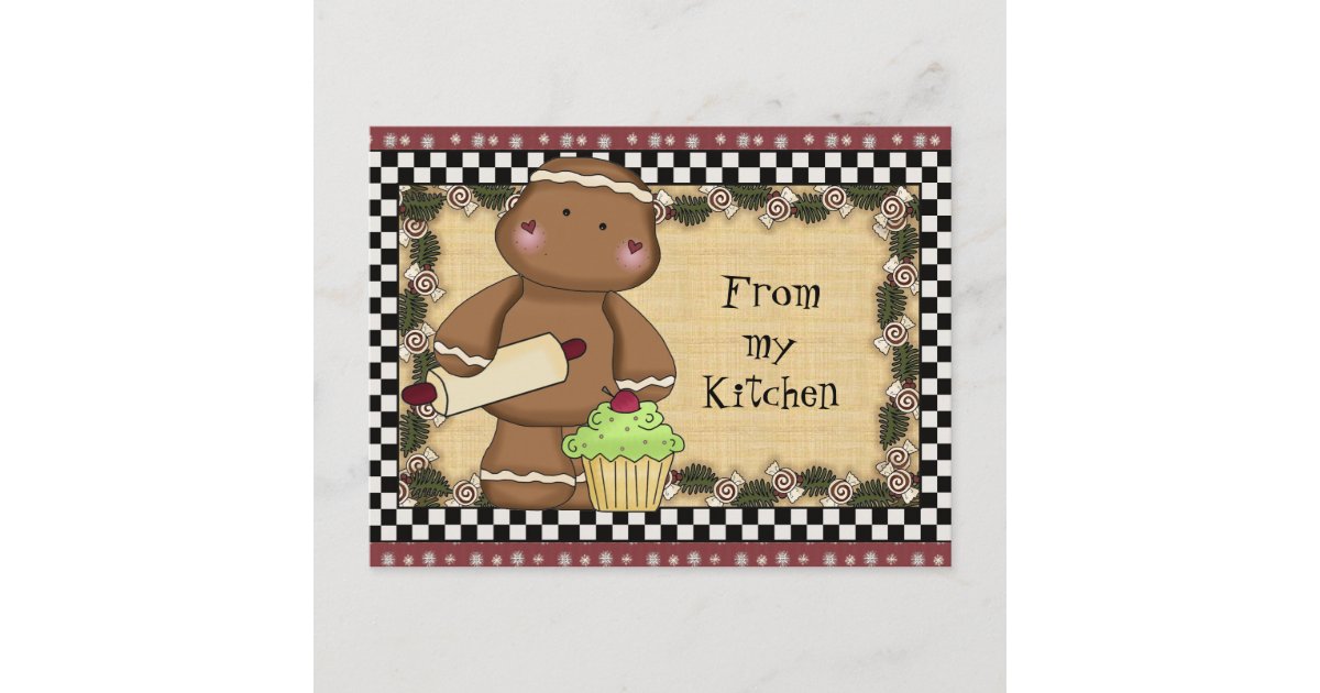 Gingerbread from my Kitchen postcard | Zazzle