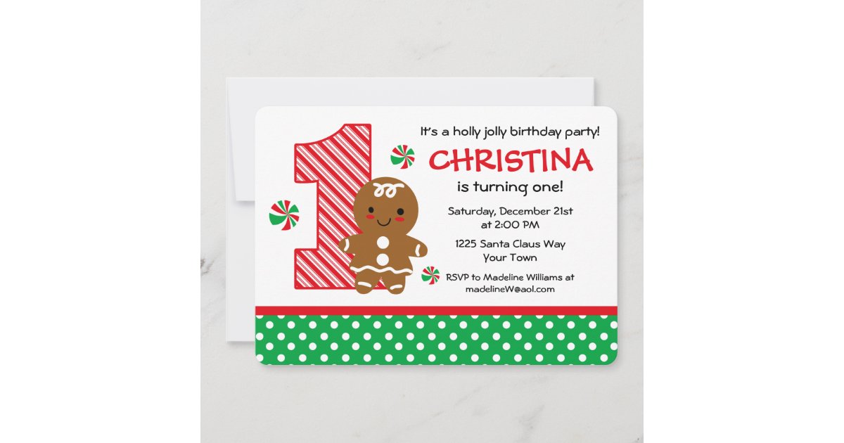 Gingerbread Girl 1st Birthday Invitation | Zazzle