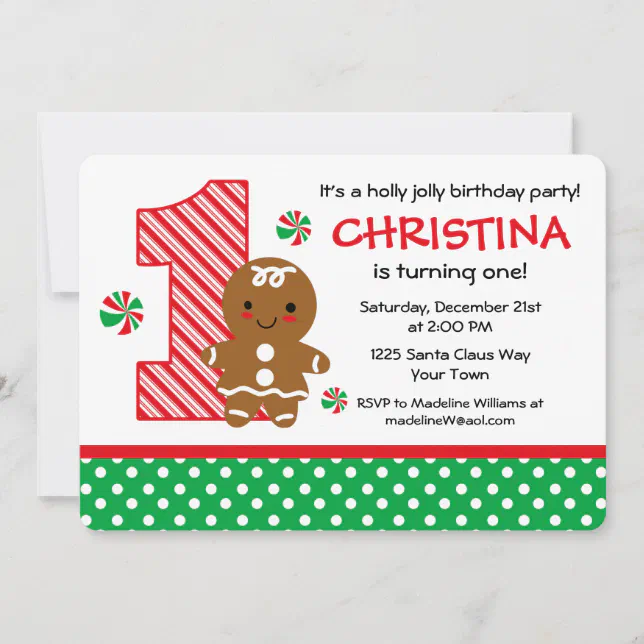 Gingerbread Girl 1st Birthday Invitation | Zazzle
