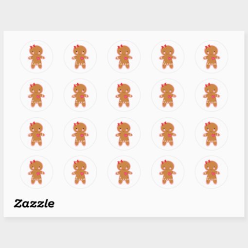 Gingerbread Girl Classic Round Sticker | Zazzle