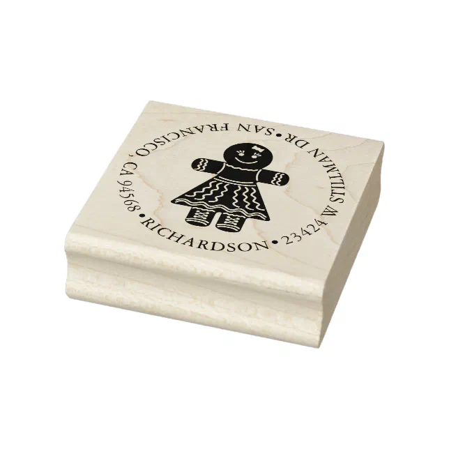 Gingerbread Girl with Address Rubber Stamp | Zazzle