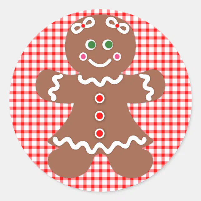 Gingerbread Holiday Girl Classic Round Sticker | Zazzle