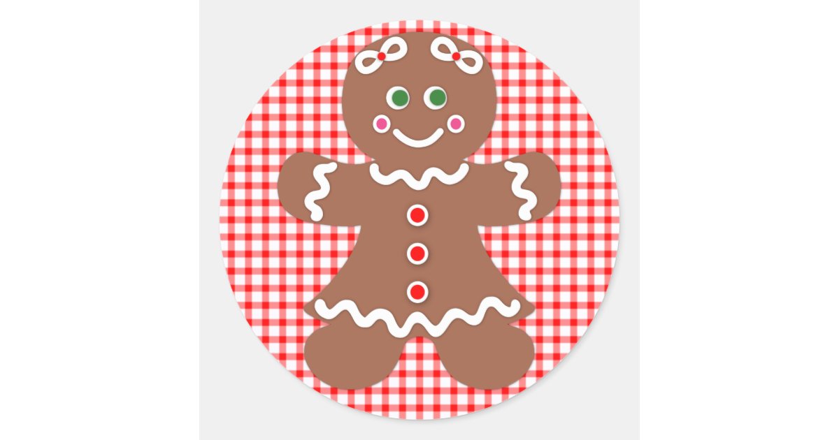 Gingerbread Holiday Girl Classic Round Sticker | Zazzle