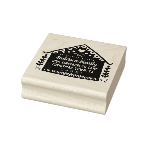 Gingerbread House Address Rubber Stamp | Zazzle