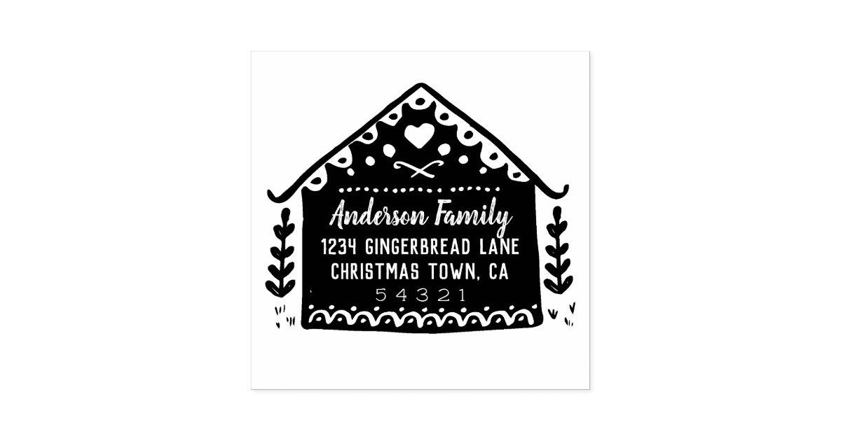 Gingerbread House Address Rubber Stamp | Zazzle