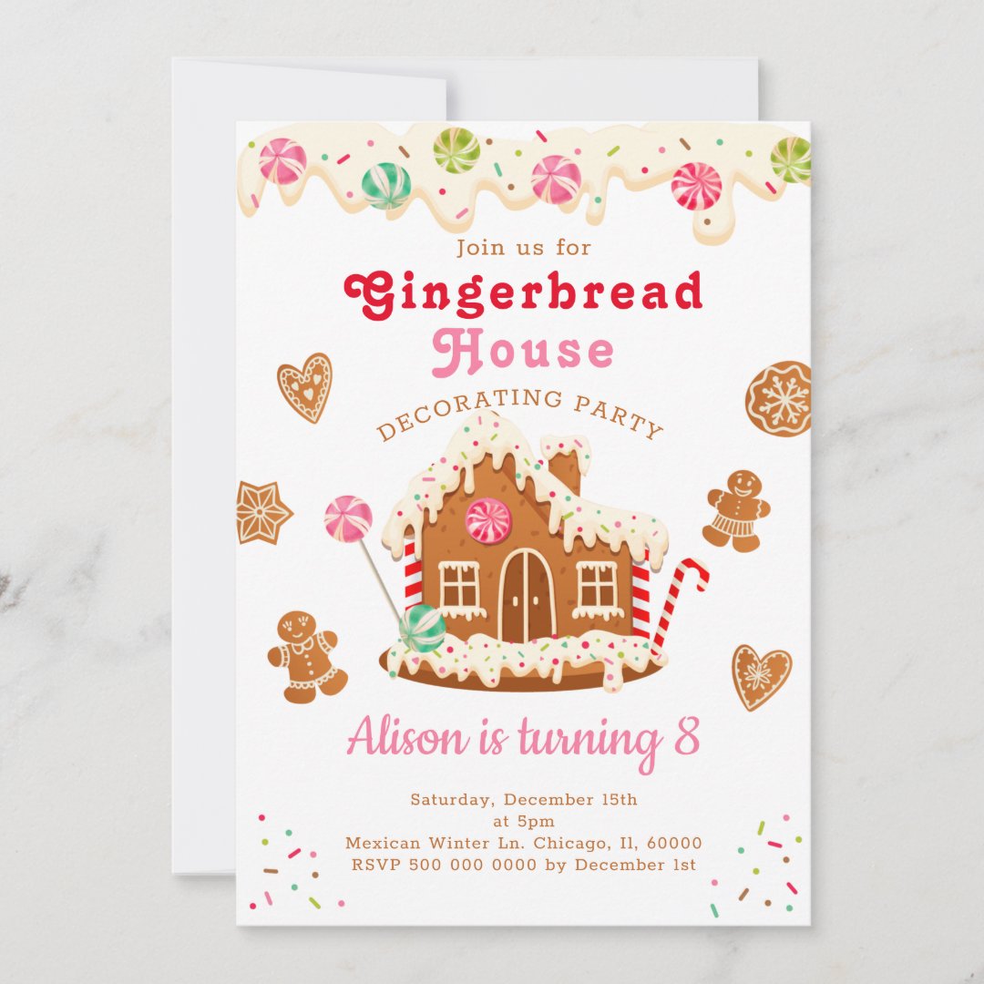 Gingerbread House Birthday Party Invitation | Zazzle