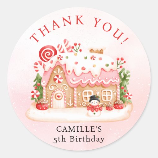 Gingerbread House Christmas Birthday Thank you Classic Round Sticker ...