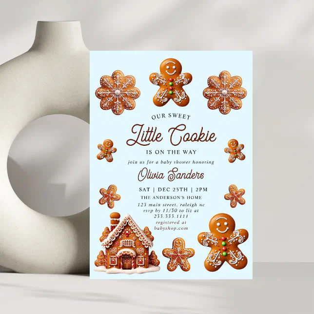Gingerbread House Christmas Cookie Baby Shower Invitation | Zazzle