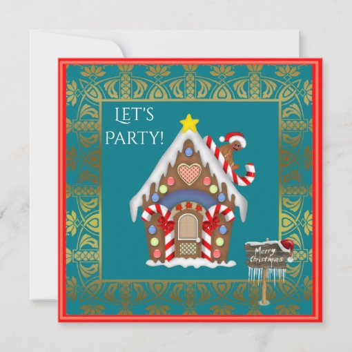 gingerbread house christmas party invitation | Zazzle