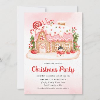 Gingerbread House Christmas Party Invitation | Zazzle