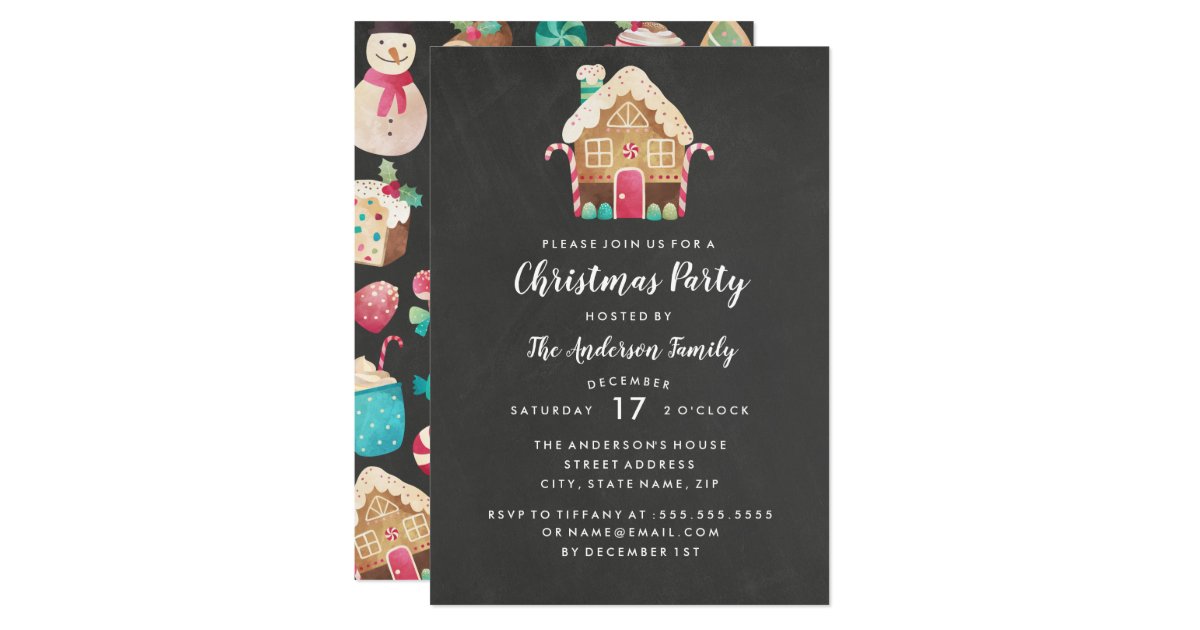 Gingerbread House Christmas Party Invitation | Zazzle.com