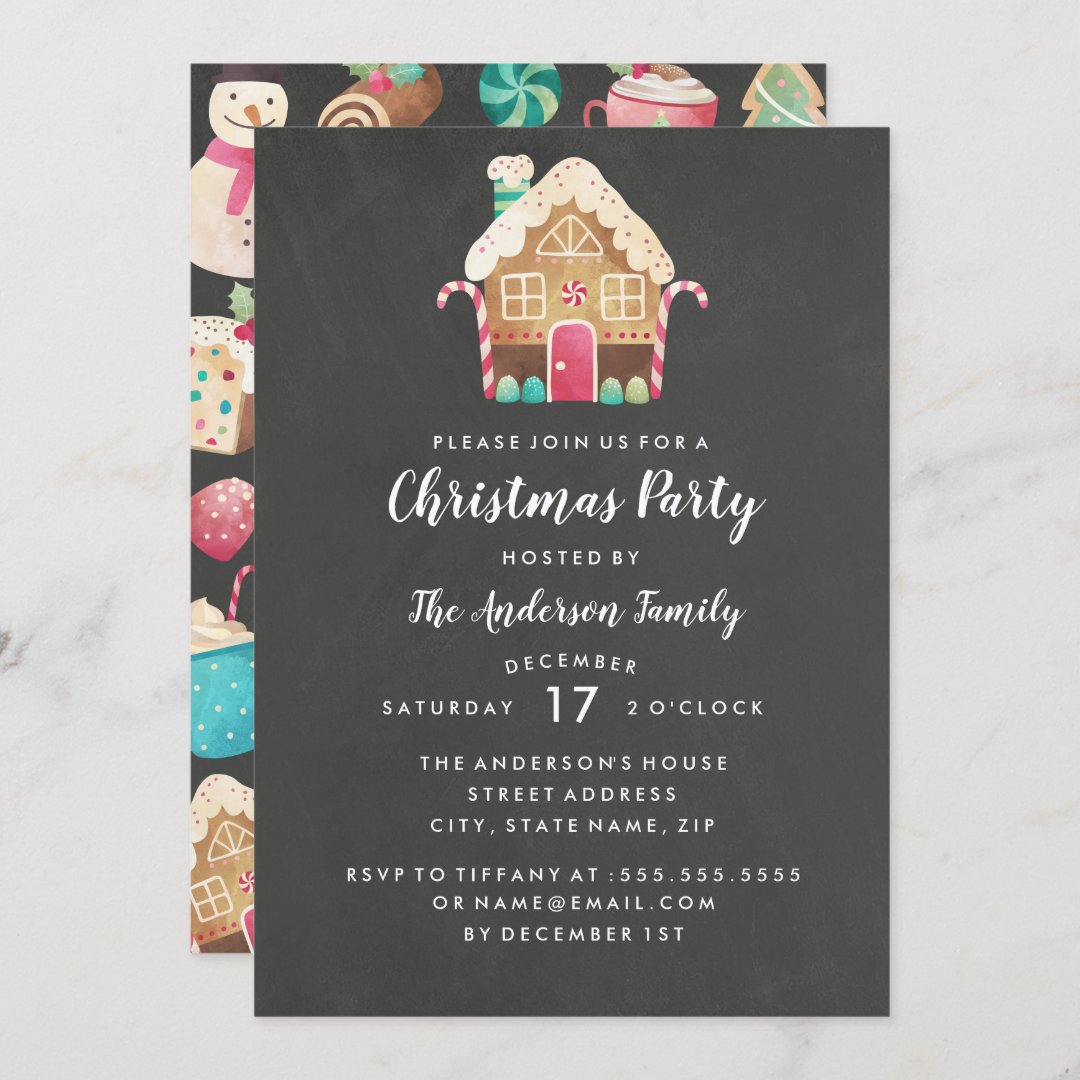 Gingerbread House Christmas Party Invitation | Zazzle