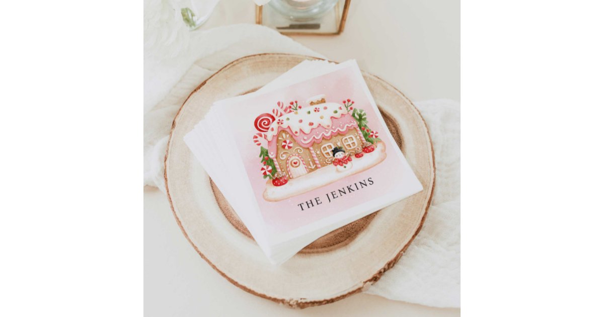 Gingerbread House Christmas Party Napkins | Zazzle