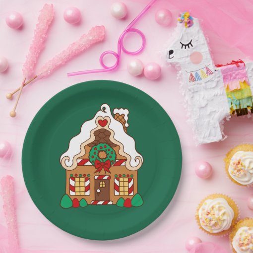 Gingerbread House Christmas Party Paper Plates | Zazzle