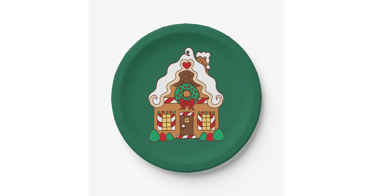 Gingerbread House Christmas Party Paper Plates | Zazzle