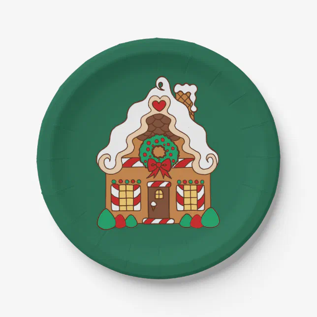 Gingerbread House Christmas Party Paper Plates | Zazzle