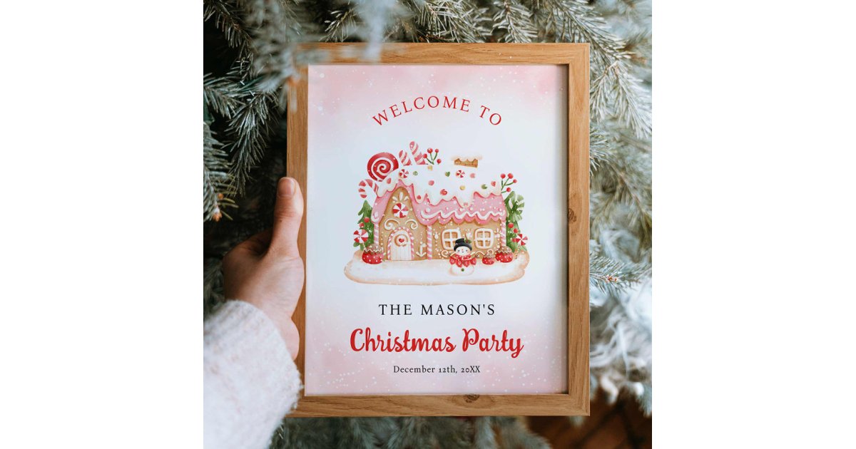 Gingerbread House Christmas Party Welcome Poster | Zazzle