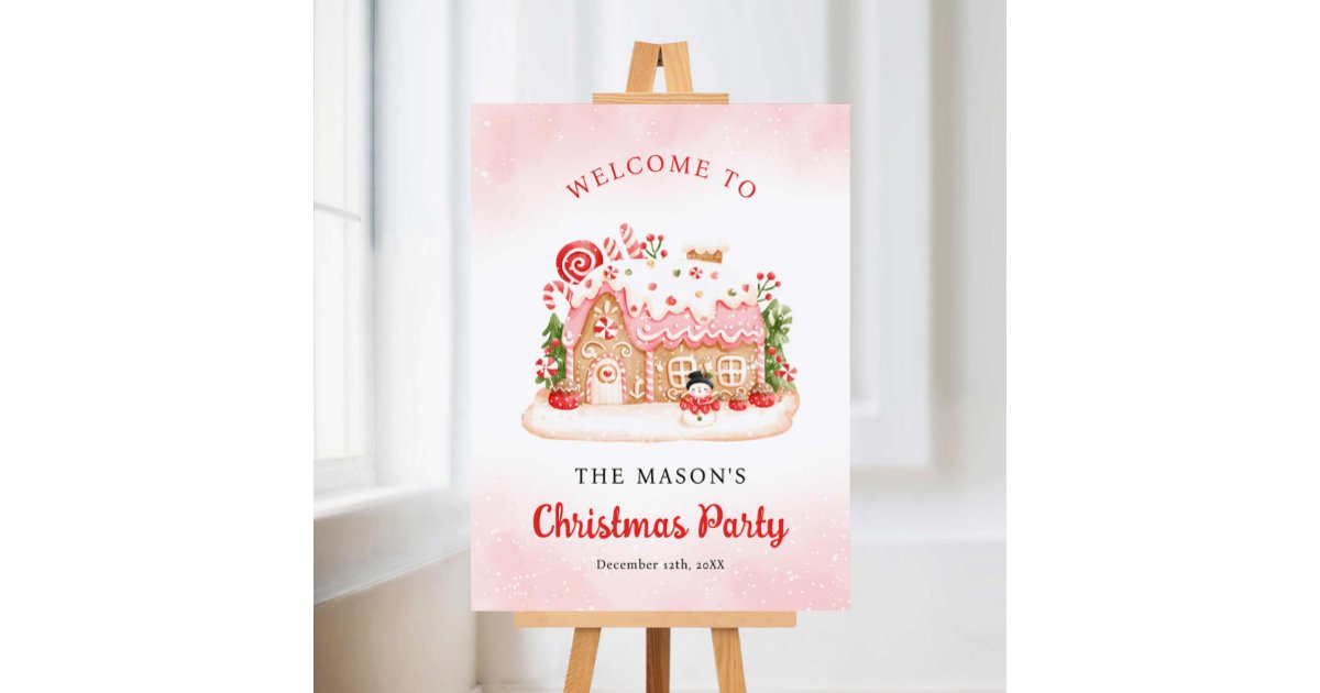 Gingerbread House Christmas Party Welcome Sign | Zazzle