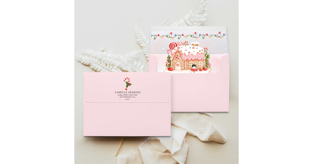 Gingerbread House Christmas Personalized Envelope | Zazzle