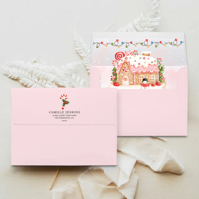 Gingerbread House Christmas Personalized Envelope | Zazzle