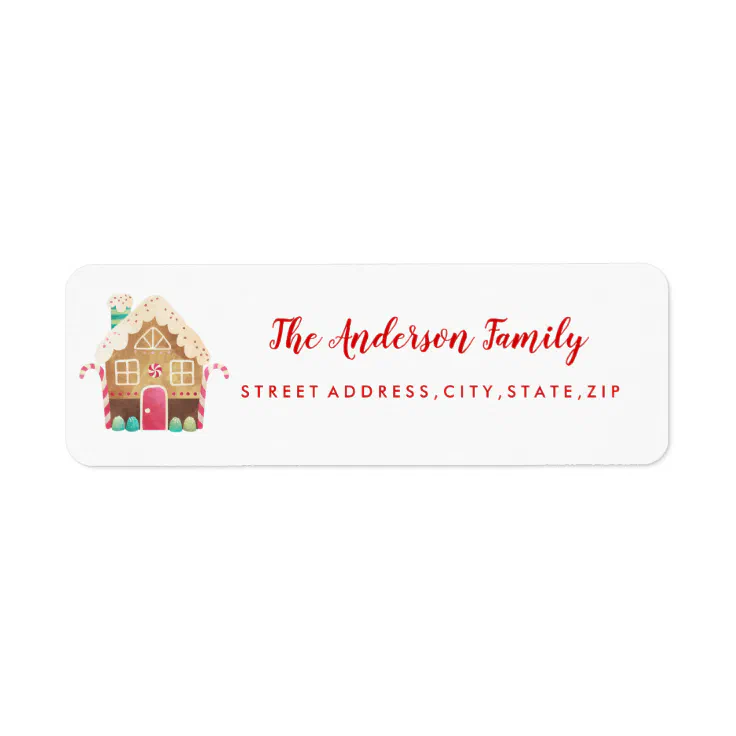 Gingerbread House Christmas Return Address Label | Zazzle