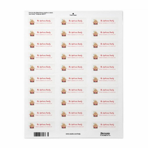 Gingerbread House Christmas Return Address Label | Zazzle