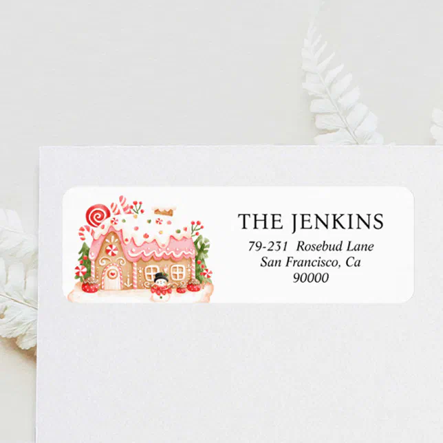 Gingerbread House Christmas Return Address Label | Zazzle