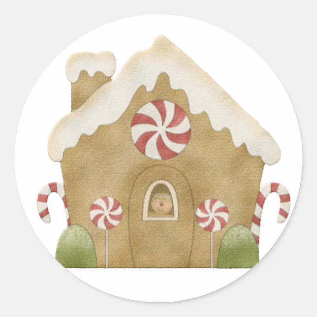 Gingerbread house classic round sticker | Zazzle