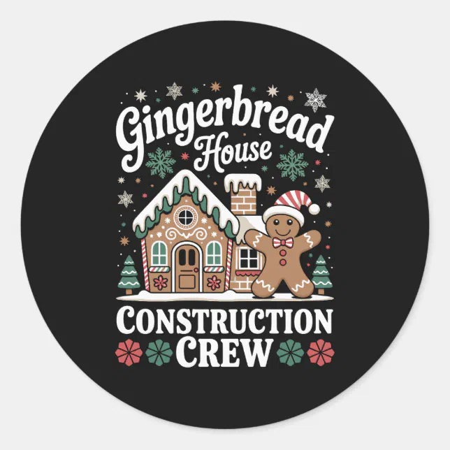 Gingerbread House Construction Crew Christmas Xmas Classic Round ...