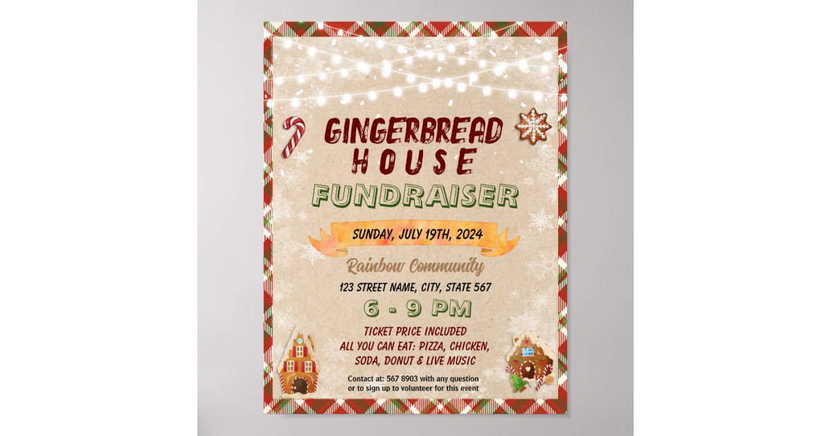 Gingerbread House Contest school template Poster | Zazzle