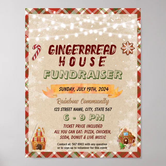 Gingerbread House Contest school template Poster | Zazzle