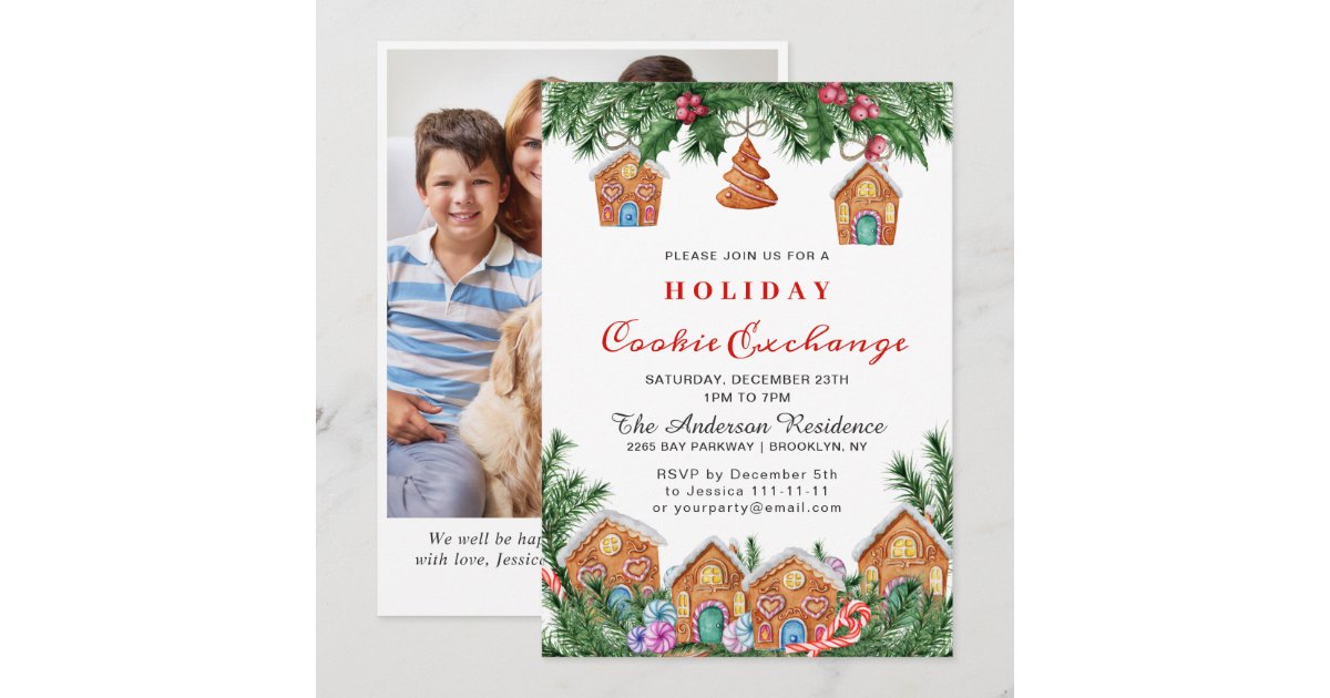 Gingerbread House Cookie Exchange Christmas Party Invitation | Zazzle