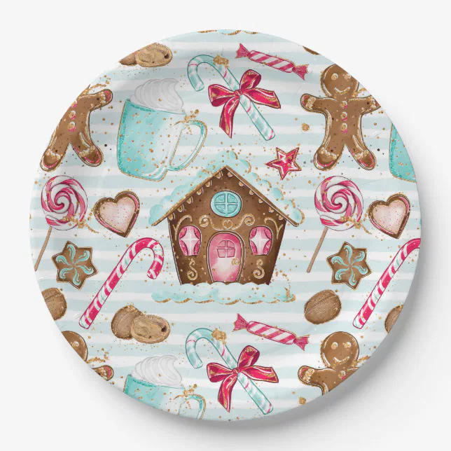 Gingerbread House Cookies Candy Paper Plate | Zazzle