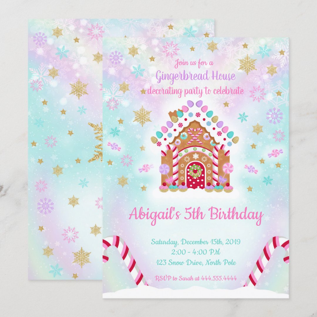 Gingerbread House Decorating Birthday Invitation | Zazzle