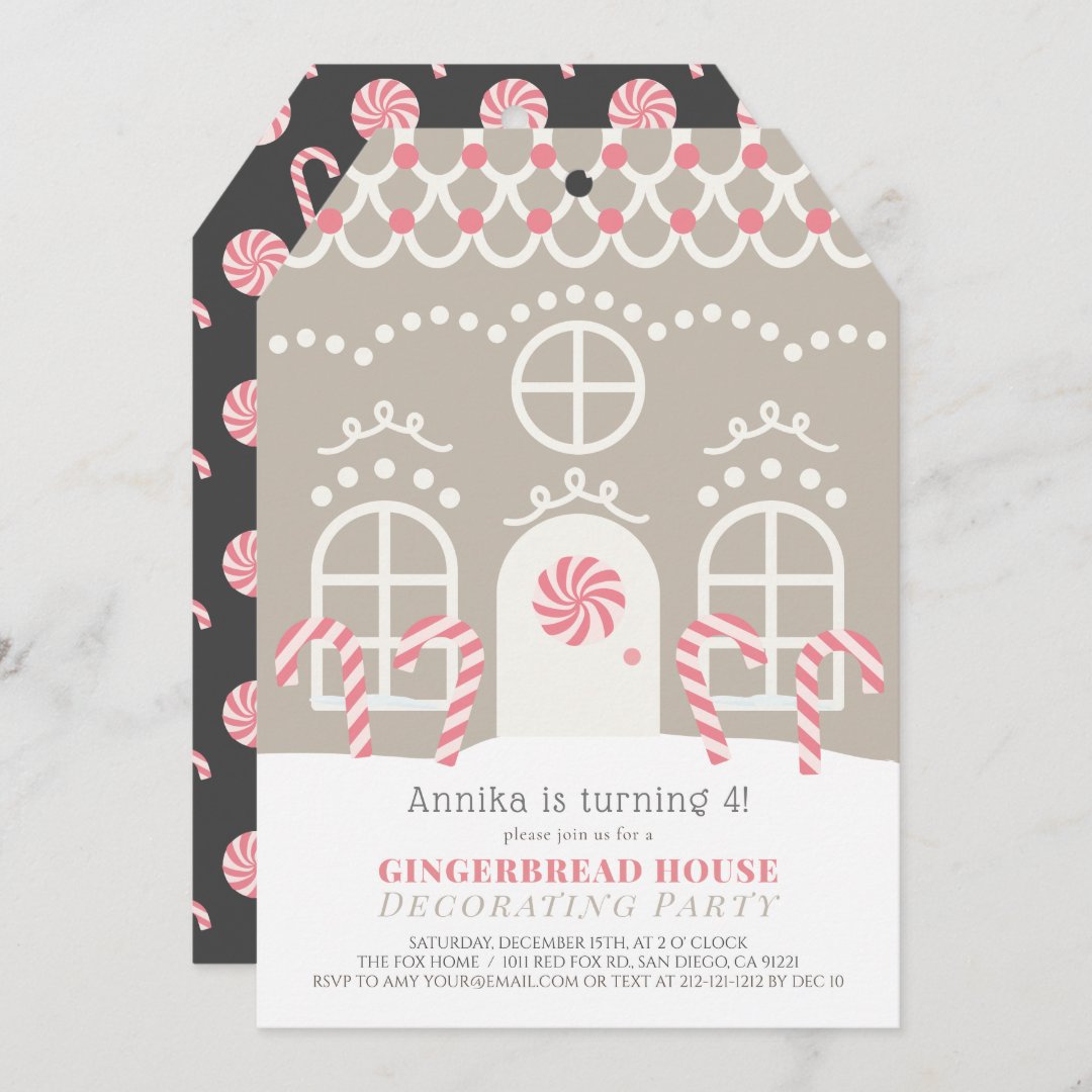 Gingerbread House Decorating Birthday Party Invitation | Zazzle