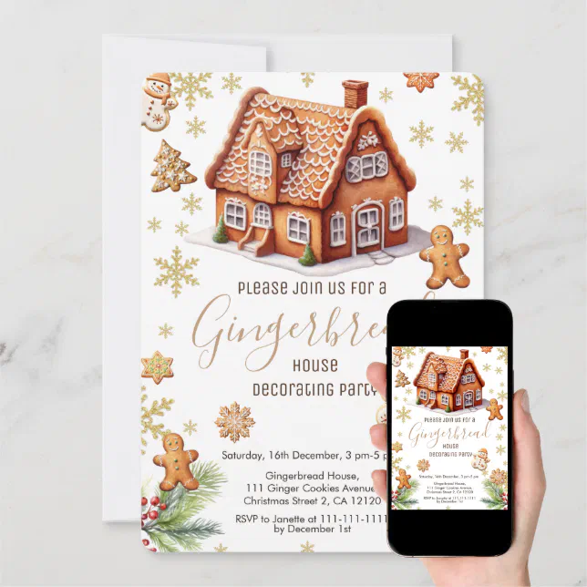 Gingerbread House Decorating Party INVITATION | Zazzle