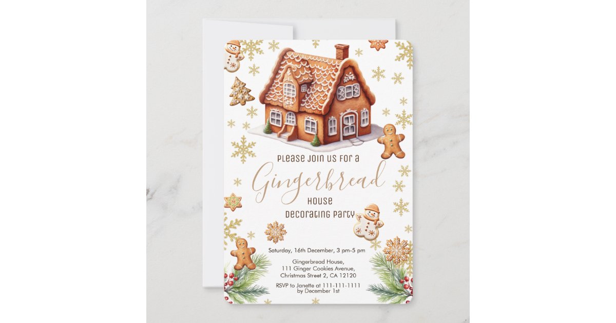 Gingerbread House Decorating Party INVITATION | Zazzle